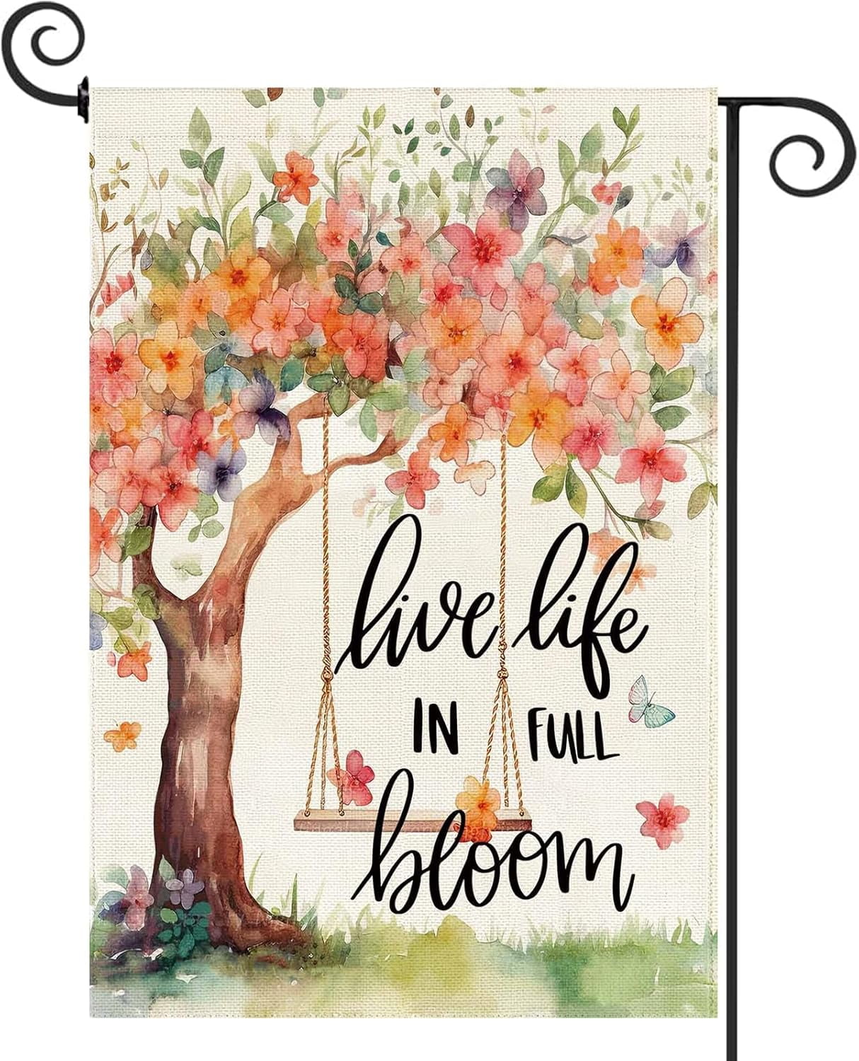 Spring Garden Flag Flower Tree Swing Butterflies Floral Small Yard Flag ...