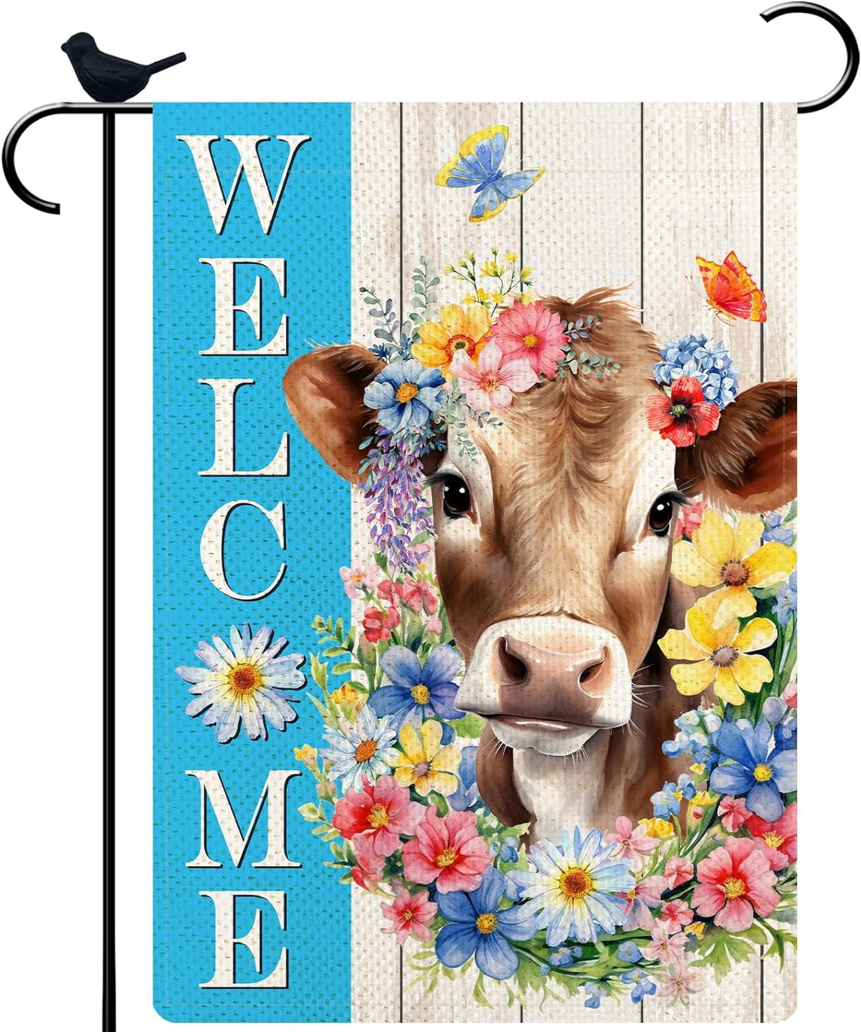 Spring Garden Flag Funny Cattle Ox Cute Animals Welcome Spring Holiday ...