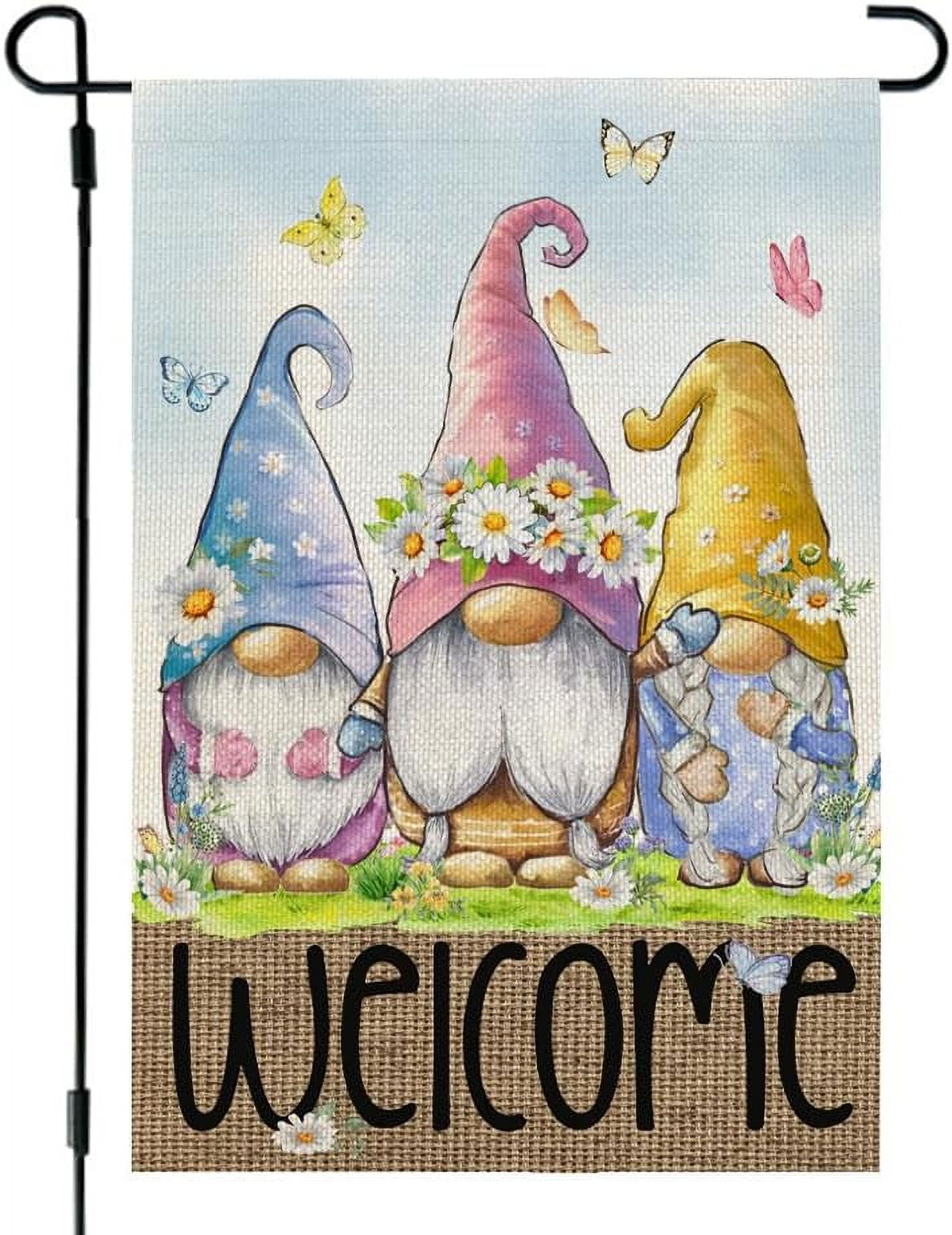 Spring Garden Flag Gnomes 12x18 Inch Double Sided Small Burlap Seasonal ...