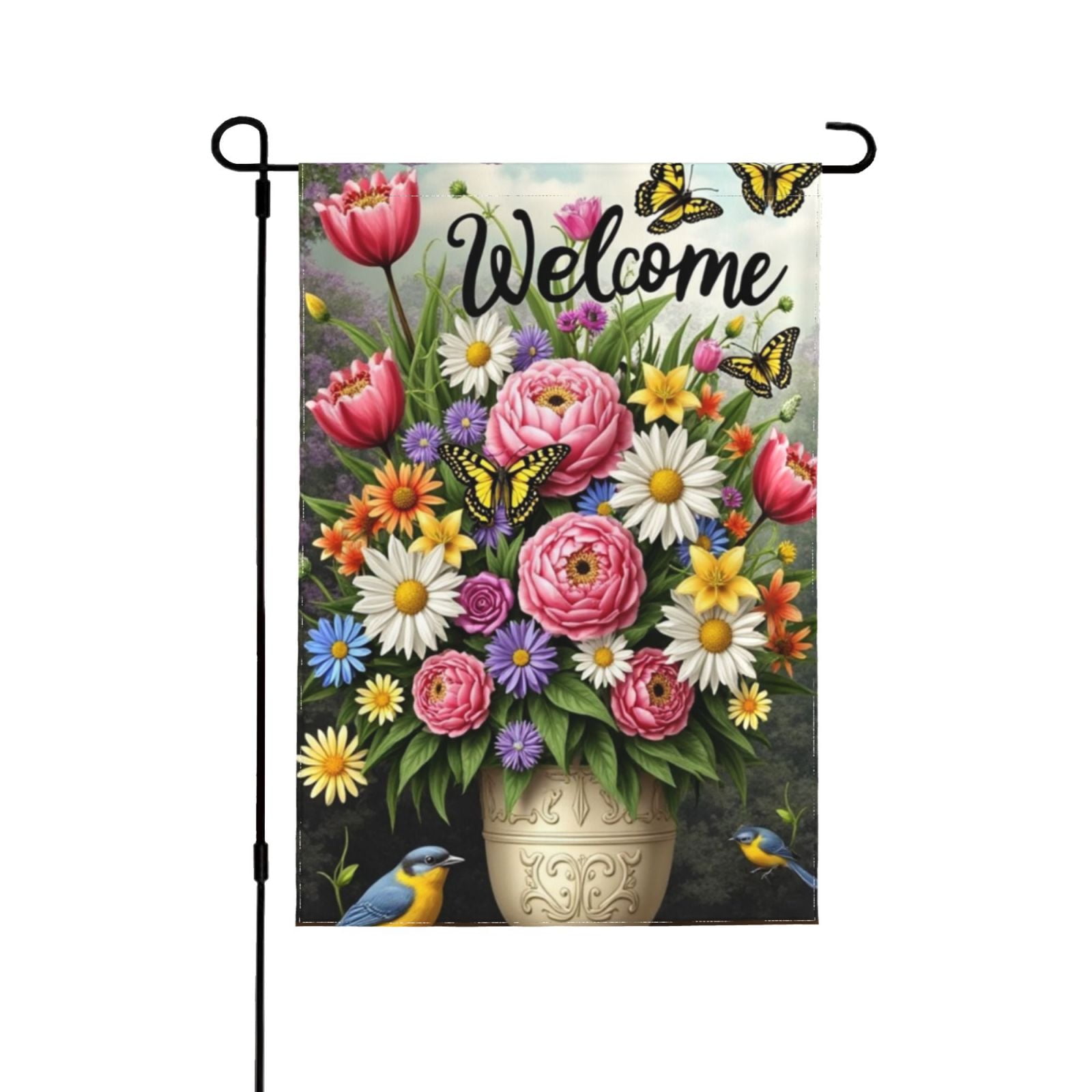 Spring Garden Flag Happy Garden Flag Welcome Spring Yard Garden Flags ...