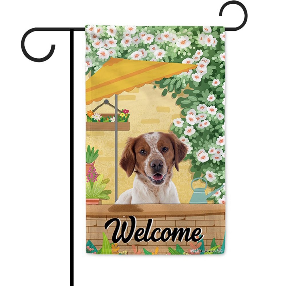 Spring Garden Flag Hello Spring Dachshund Vertical Double Sided Flowers Butterfly Farmhouse Yard ...