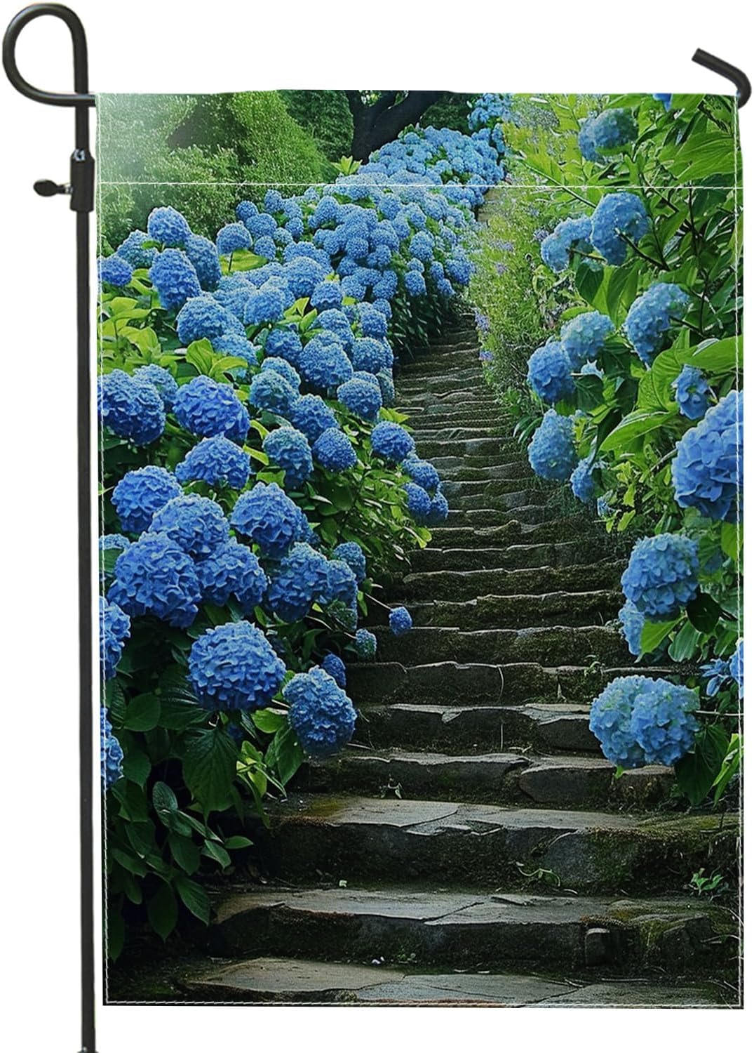 Spring Garden Flag Hydrangea Flower Green Leaf Botanical Stone Floor ...
