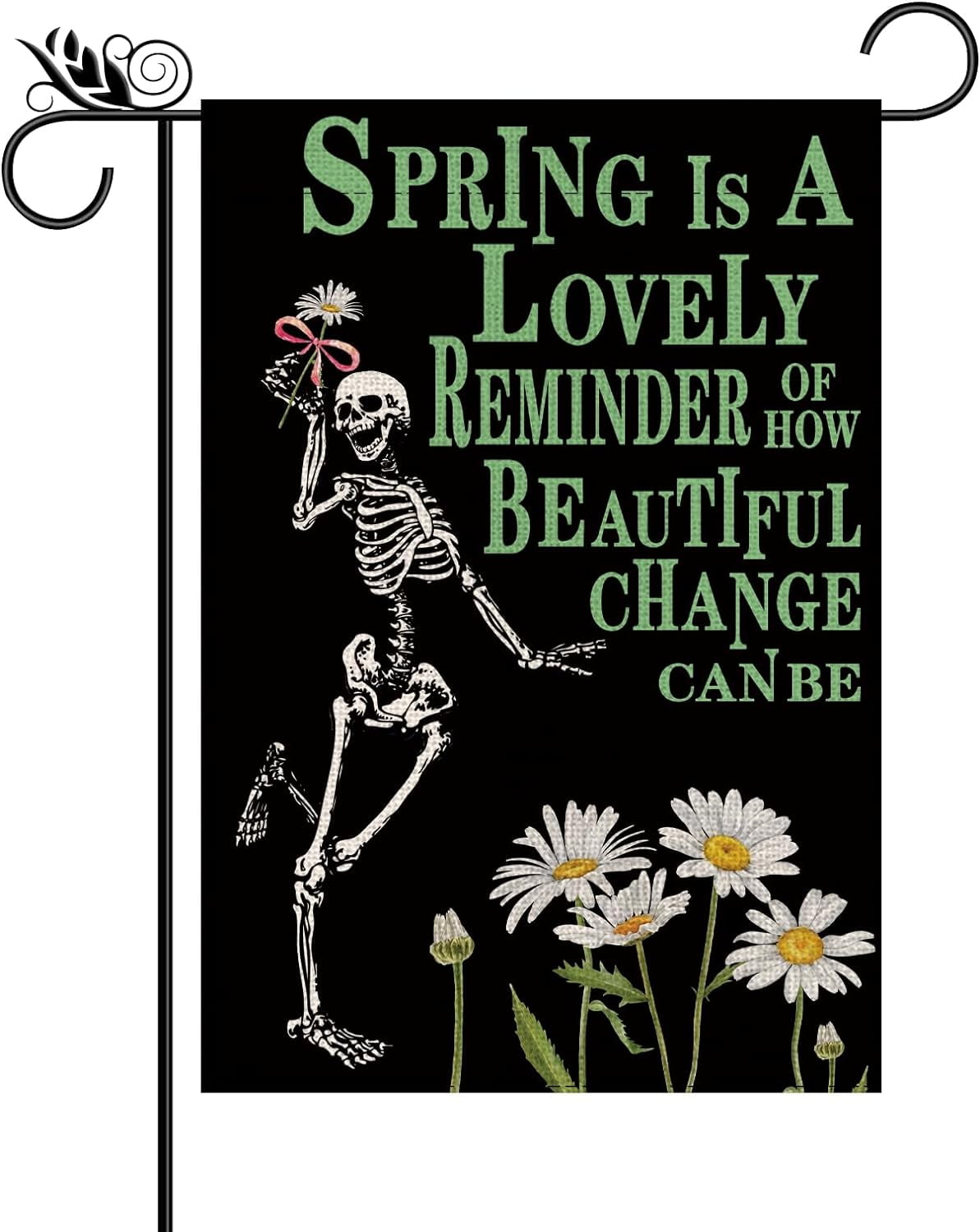 Spring Garden Flag Spring Daisy Skeleton Vertical Double Sided For ...
