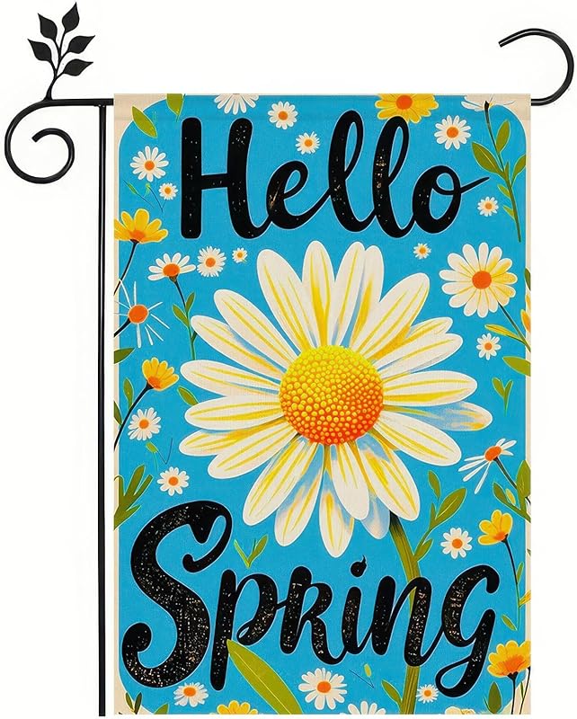Spring Garden Flag Spring Yard Flag Vibrant Daisy "Hello Spring ...
