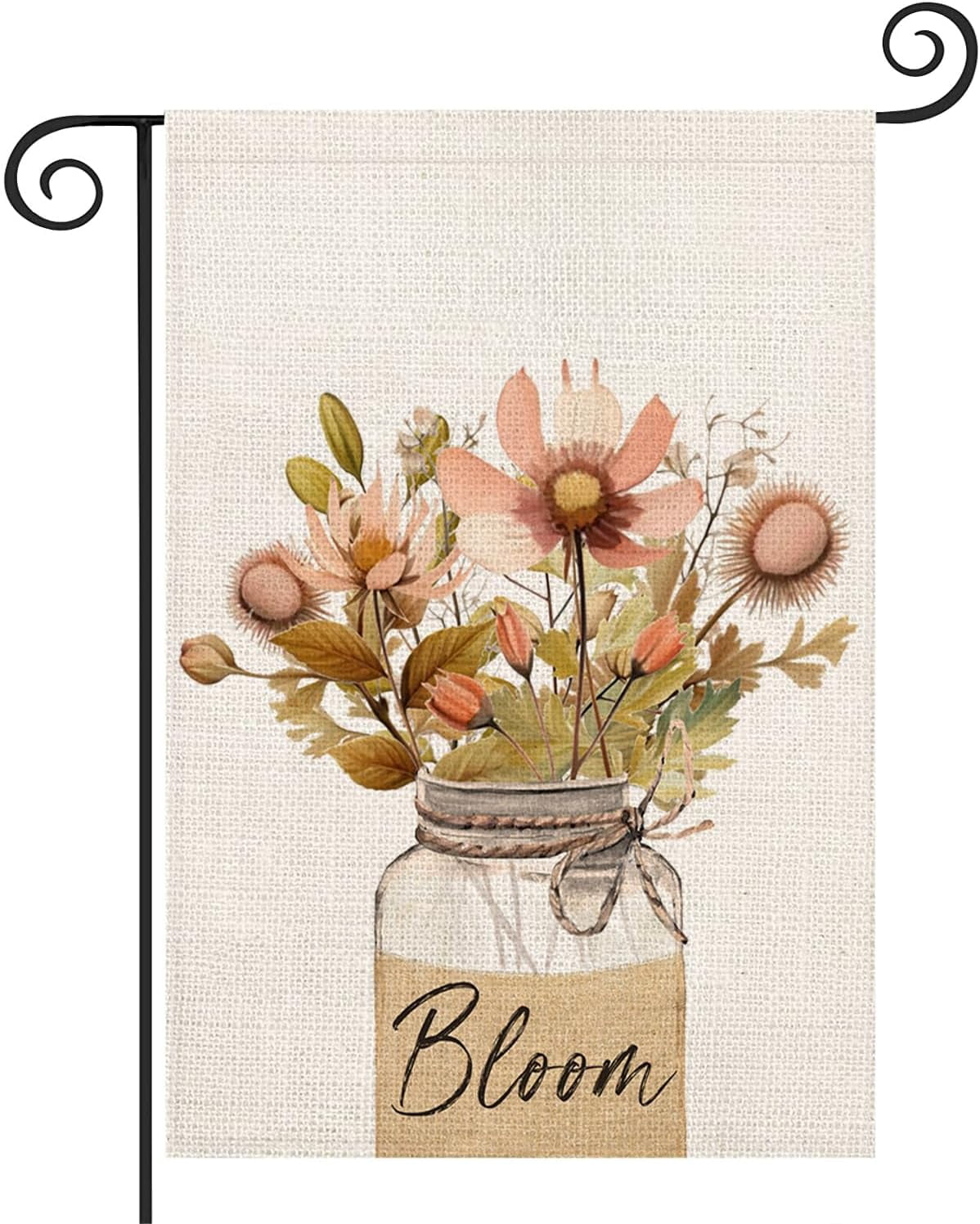 Spring Garden Flag Vertical Double-Sided Flower Mason Jar Bloom Leaves ...