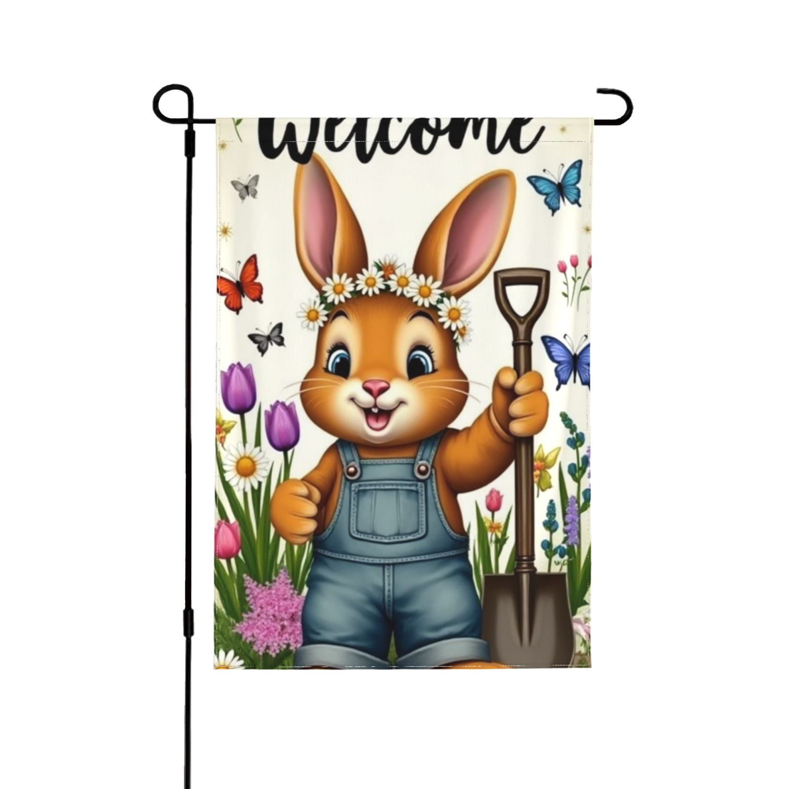 Spring Garden Flag Welcome For Outside Easter Bunny On The Garden ...