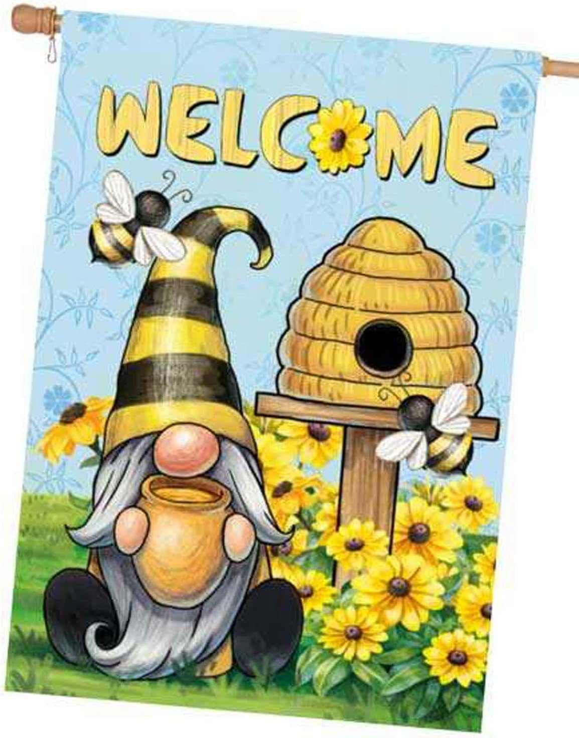 Spring Garden Flag for Outdoor Double Sided Gnome Greetings with ...