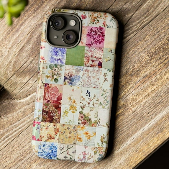 Spring Garden Floral Patchwork Quilt Pattern with iPhone 17 to 11 Pro ...