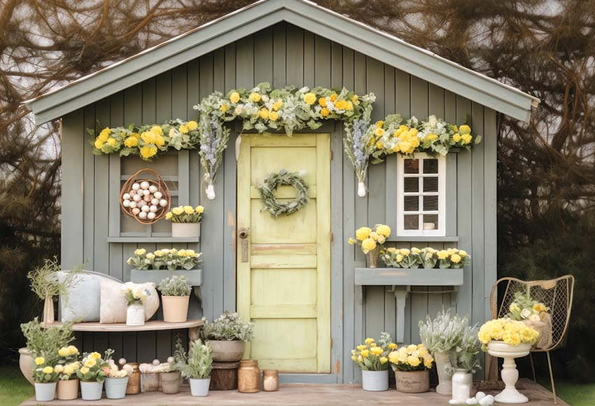 Spring Garden Flower House Backdrops Girl's Birthday Party Baby Shower ...