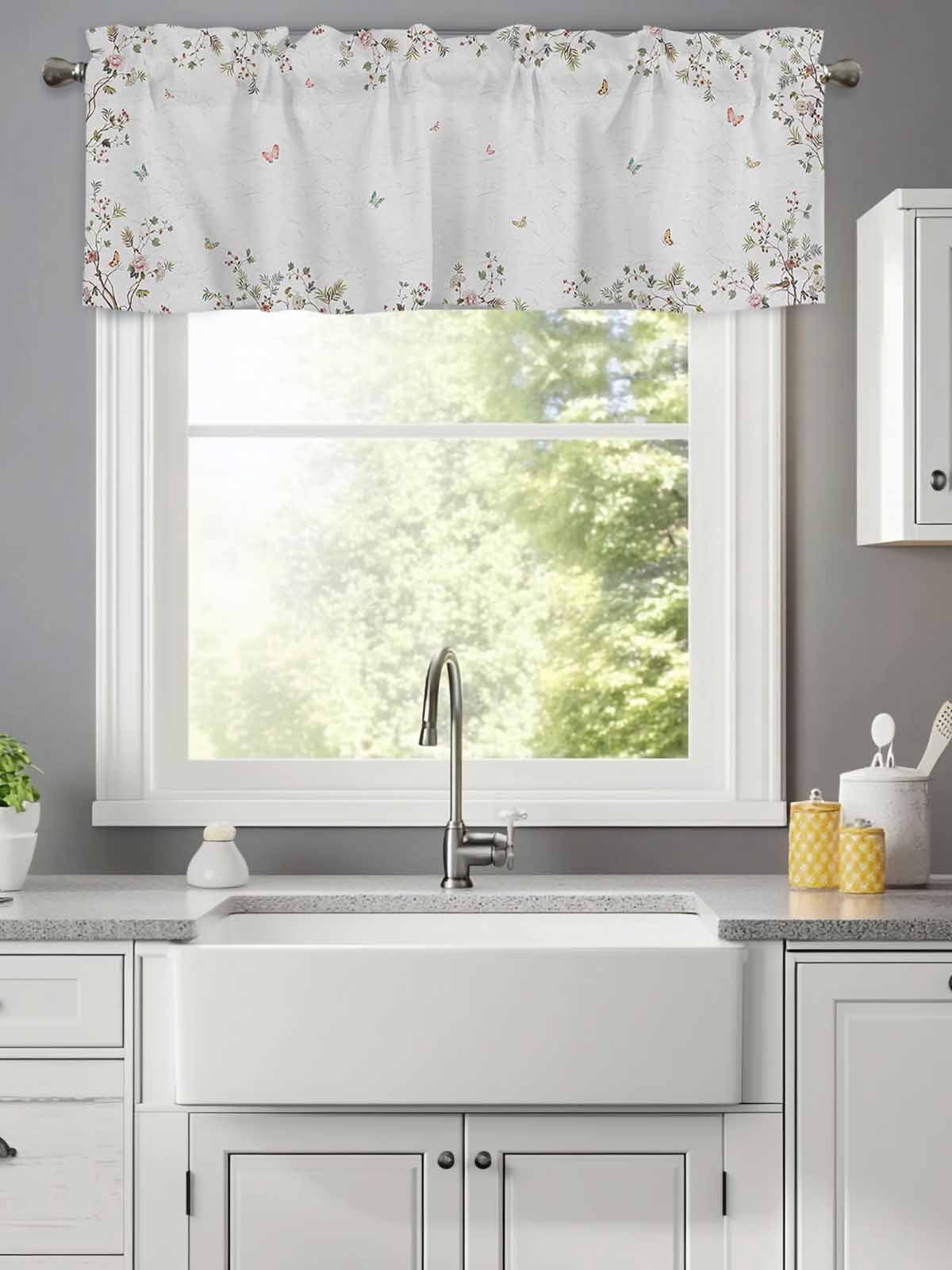 Spring Garden Flower Plants Art Valances for Windows,Rod Pocket Valance ...
