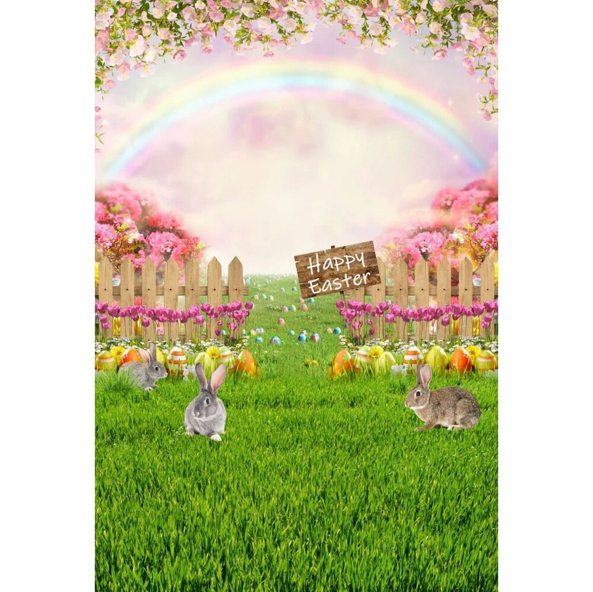 Spring Garden Lawn Backdrop Easter Background Beach Bunny Eggs Party ...