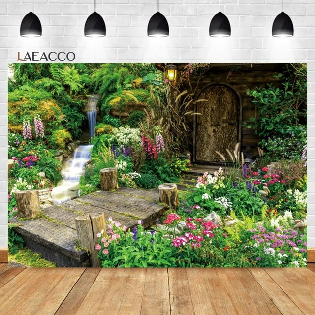 Spring Garden Park Scenic Backdrop Green Grass Flowers Landscape ...