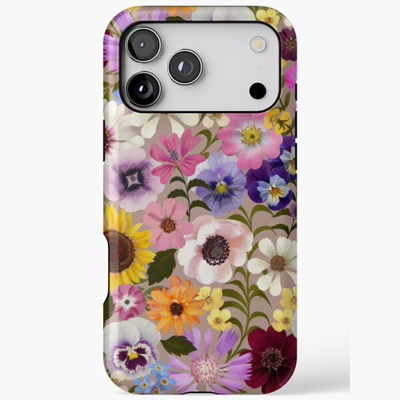 Spring Garden Party Floral Design iPhone Case 17 11 12 13 14 15 16 Pro ...