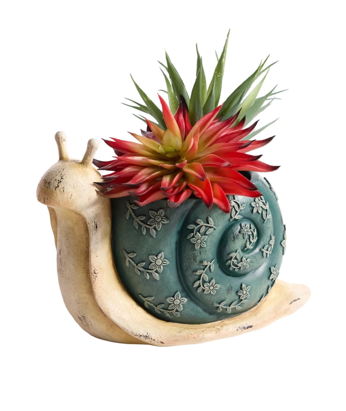 Spring Garden Snail Planter with Floral Design, Indoor Garden Pot, 8 ...