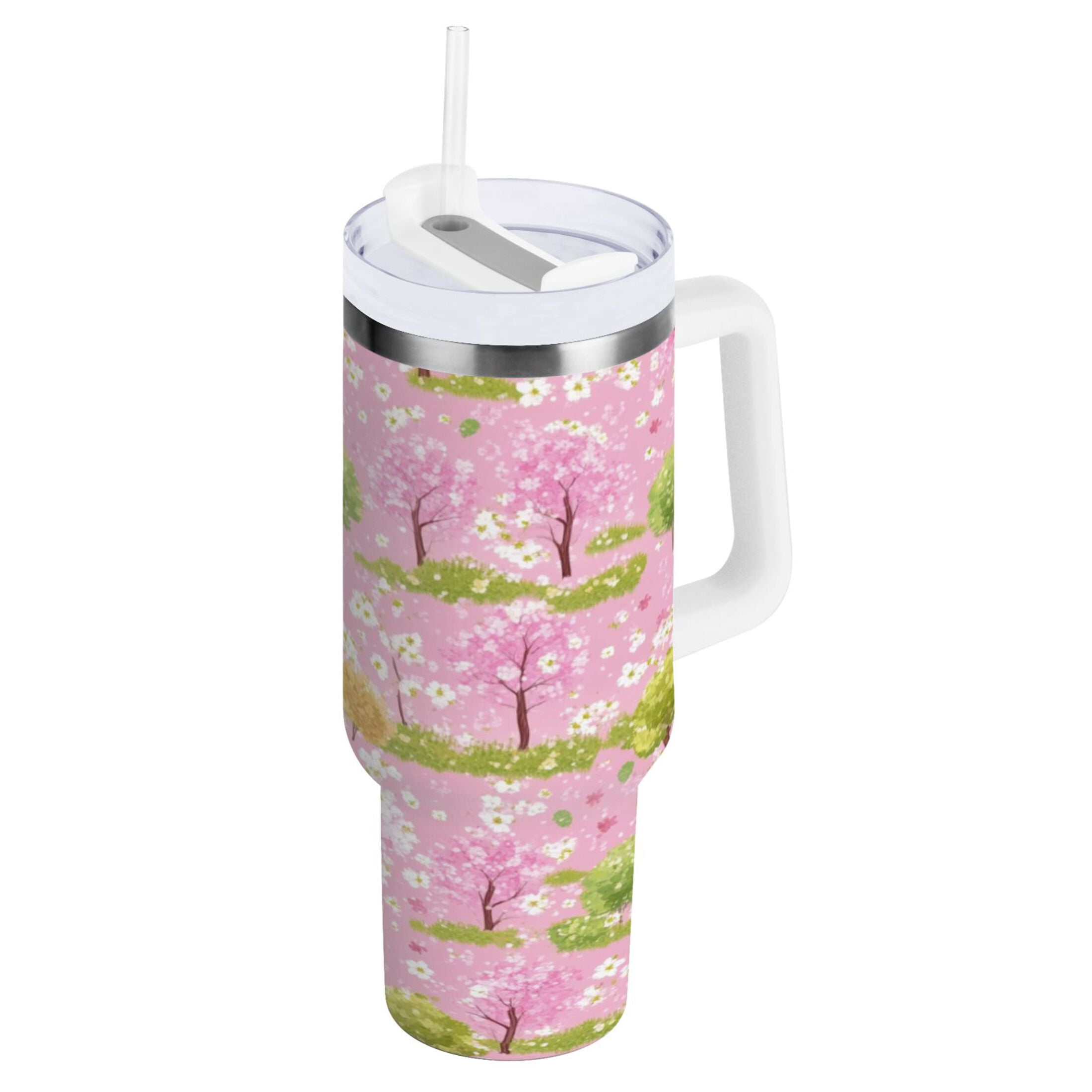 Spring Garden with Pink Trees Insulated Tumblers 40oz Double-Walled ...