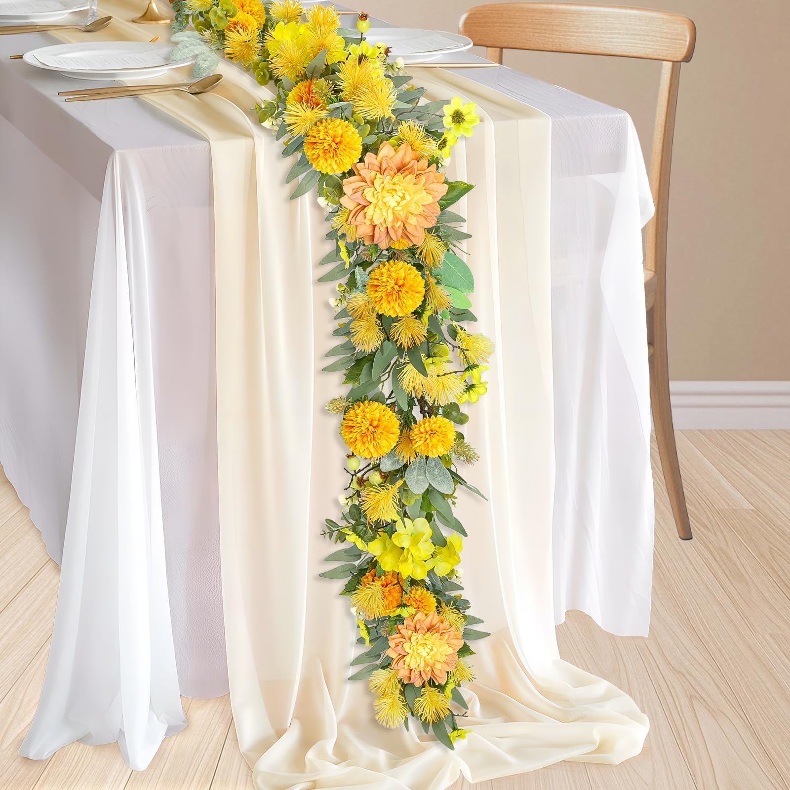 Spring Garland 6FT Hydrangea Flower Garland Faux Greenery Leaf Vine ...