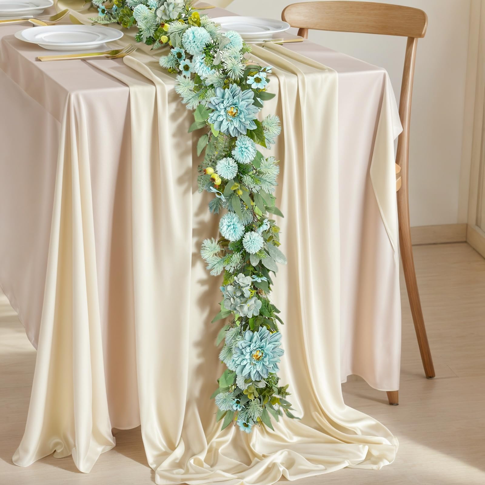 Spring Garland 6FT Hydrangea Flower Garland Faux Greenery Leaf Vine ...