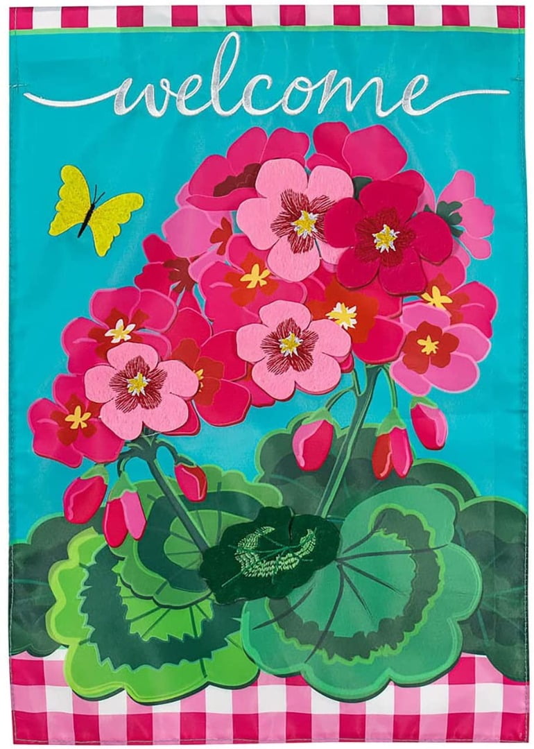 Spring Geraniums Garden Flag 2 Sided Applique Decorative - Walmart.com