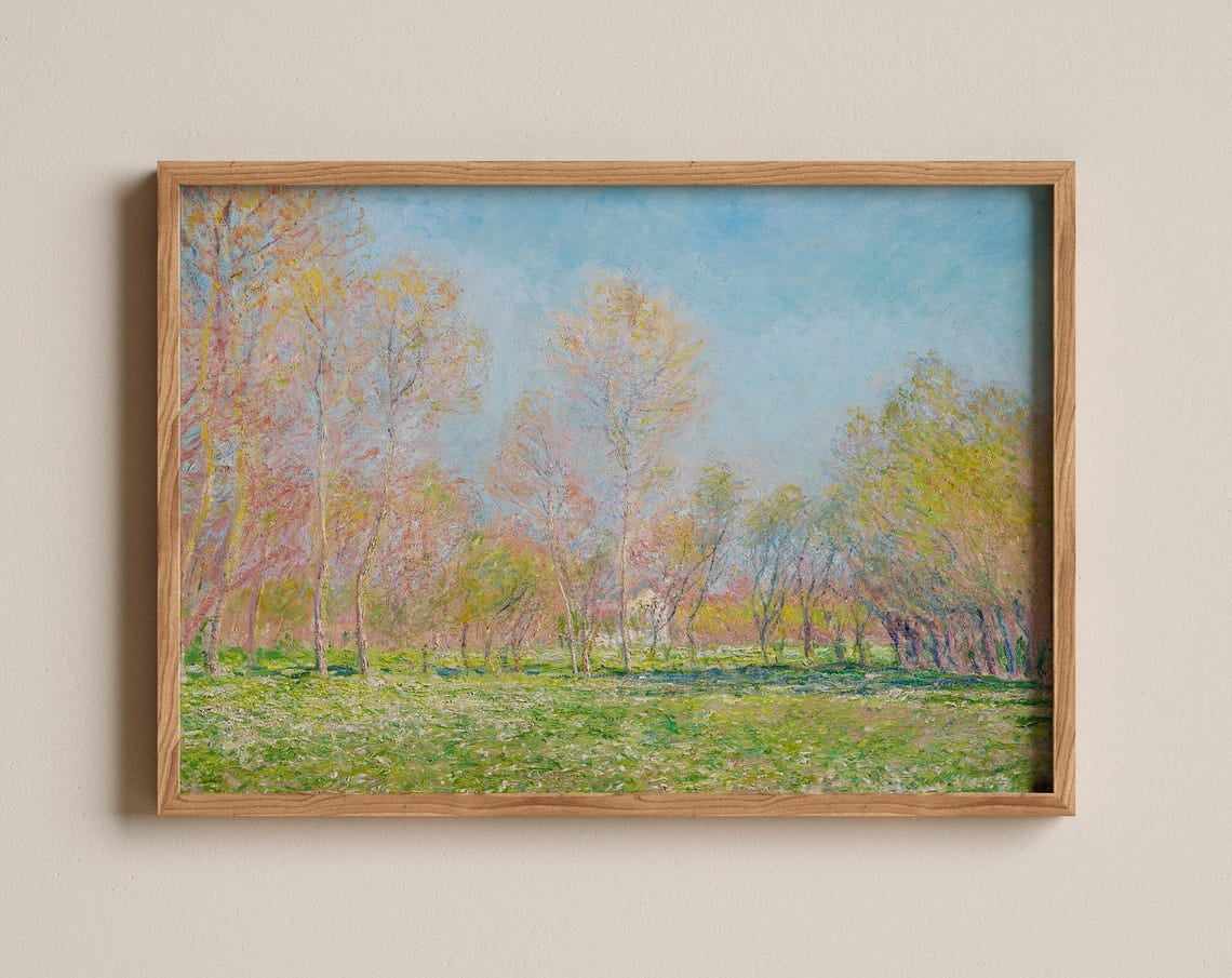 Spring In Giverny By Claude Monet, Impressionist Landscape, Pastel ...