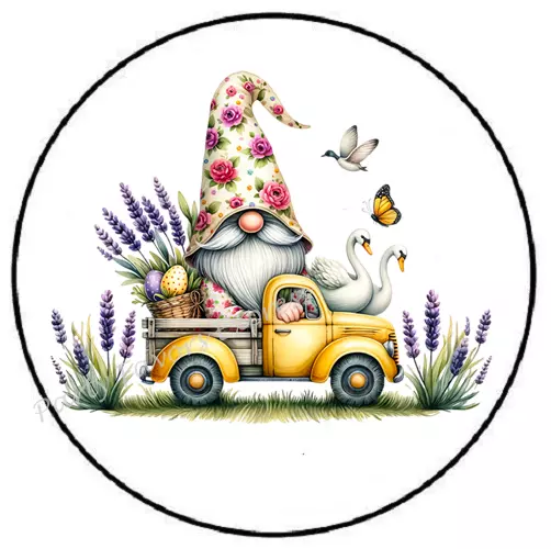 Spring Gnome With Truck Swans Sticker Party Favors Sticker Envelope ...