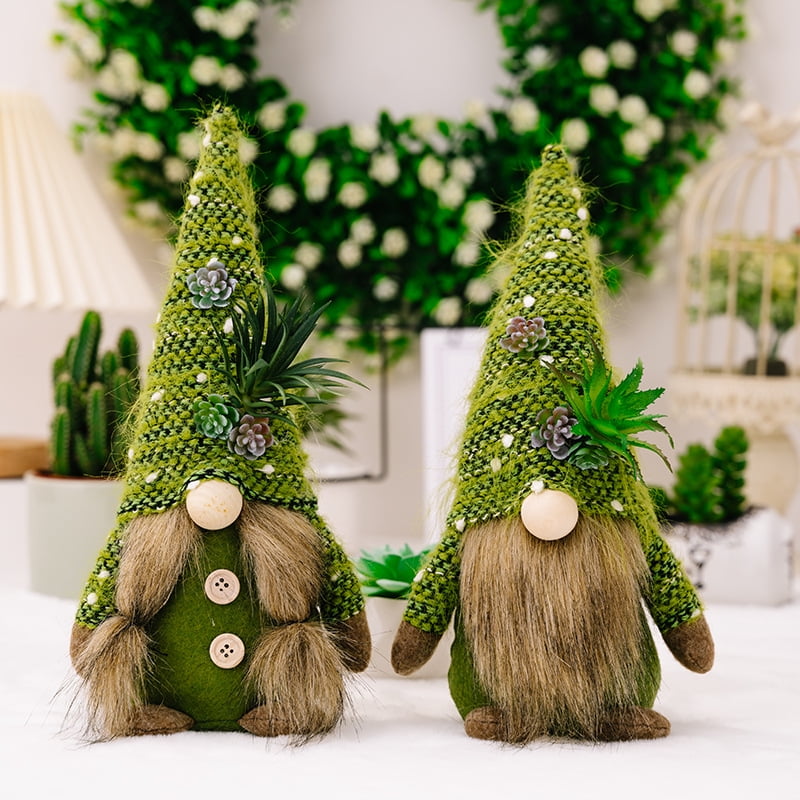 Spring Gnomes Decor Succulent Gnomes Garden Green Plants Gnomes ...