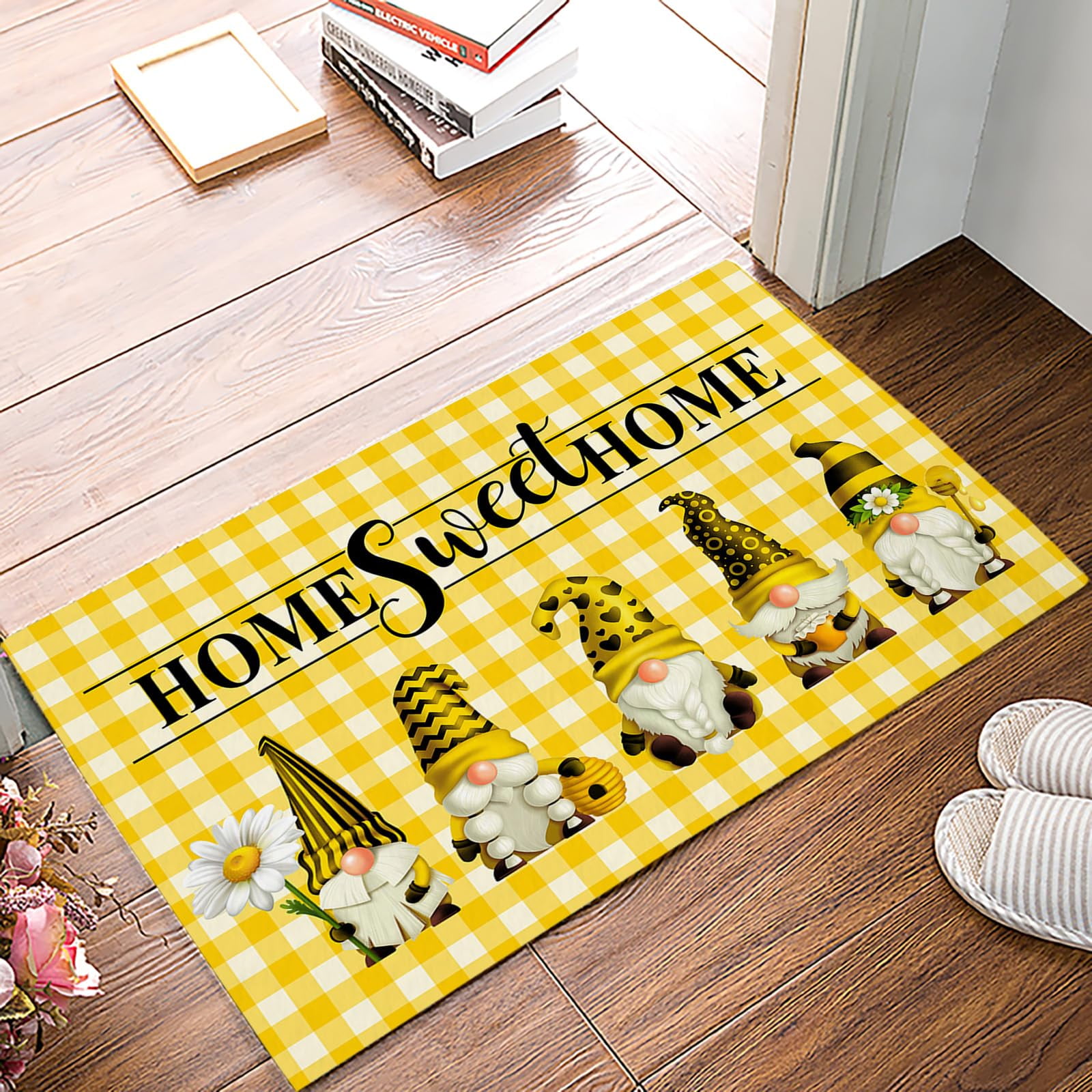 Spring Gnomes Home Sweet Home Indoor Doormat Front Door Mat Yellow ...