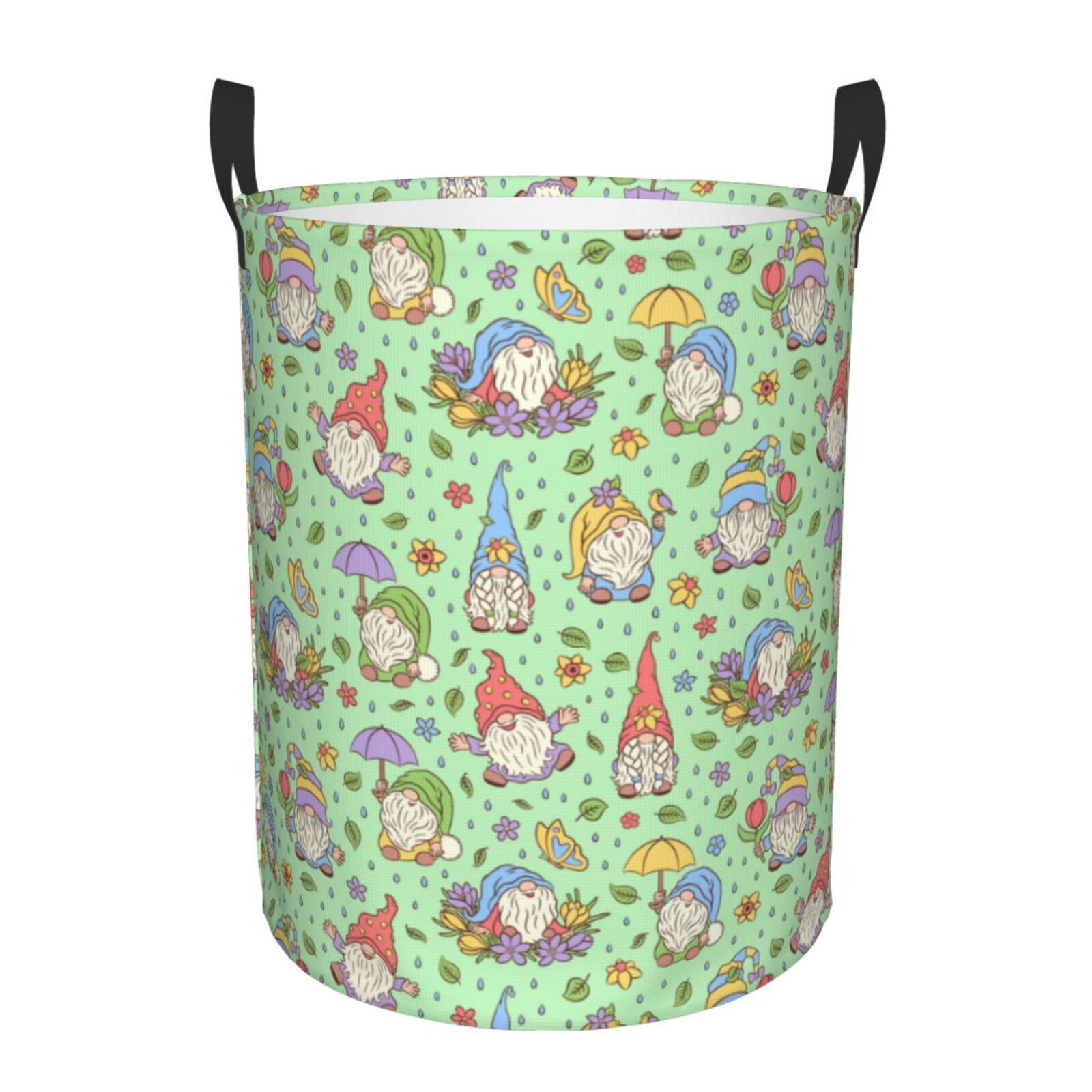 Spring Gnomes Round Laundry Basket, Laundry Hamper with Handle ...