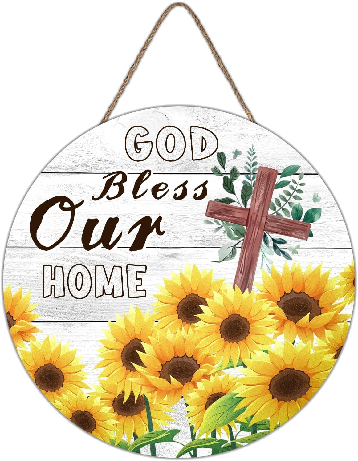 Spring God Bless Our Home Religious Front Door Sign, Summer Cross ...