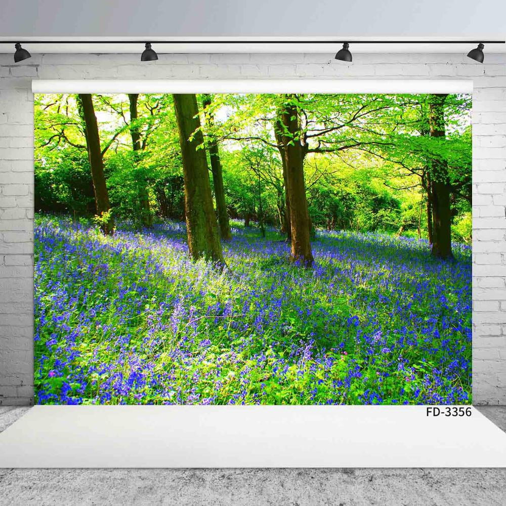 Spring Grass Purple Flower Woods Tree Forest Backdrop Baby Portrait ...