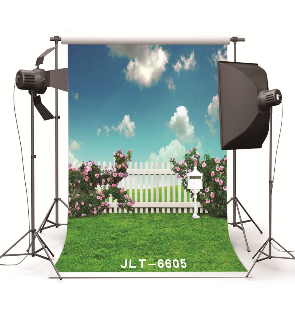 Spring Grassland White Fence Photography Background fotografia Computer ...