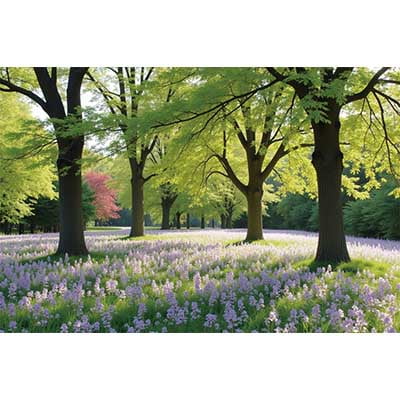 Spring Gre Forest Backdrop Natural Gard Park Cherry Blossom Floral ...