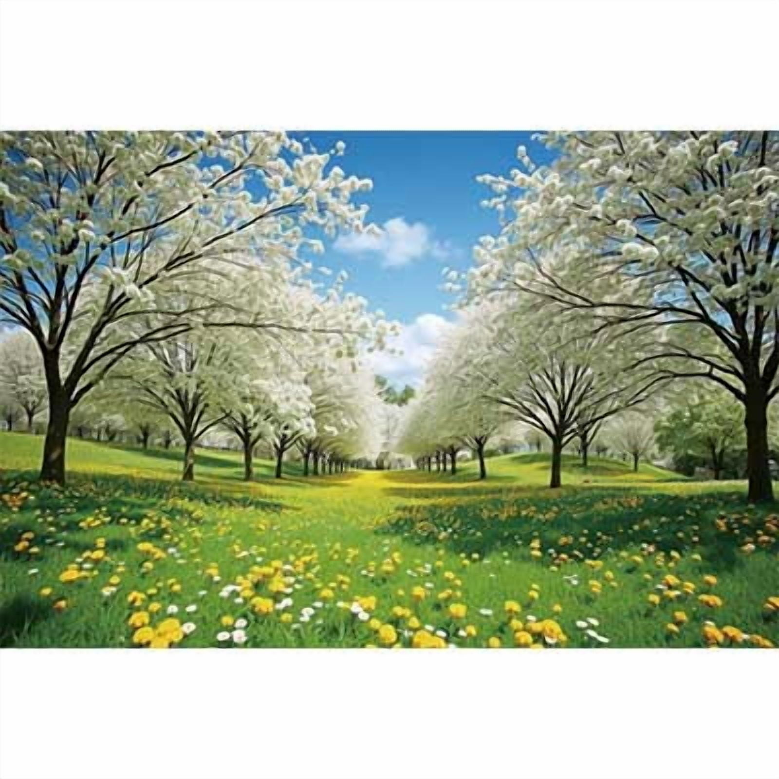 Spring Gre Forest Backdrop Natural Gard Park Cherry Blossom Floral ...