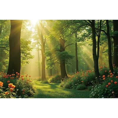 Spring Gre Forest Backdrop Natural Gard Park Cherry Blossom Floral ...