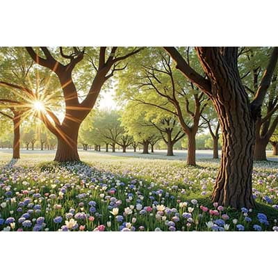 Spring Gre Forest Backdrop Natural Gard Park Cherry Blossom Floral ...