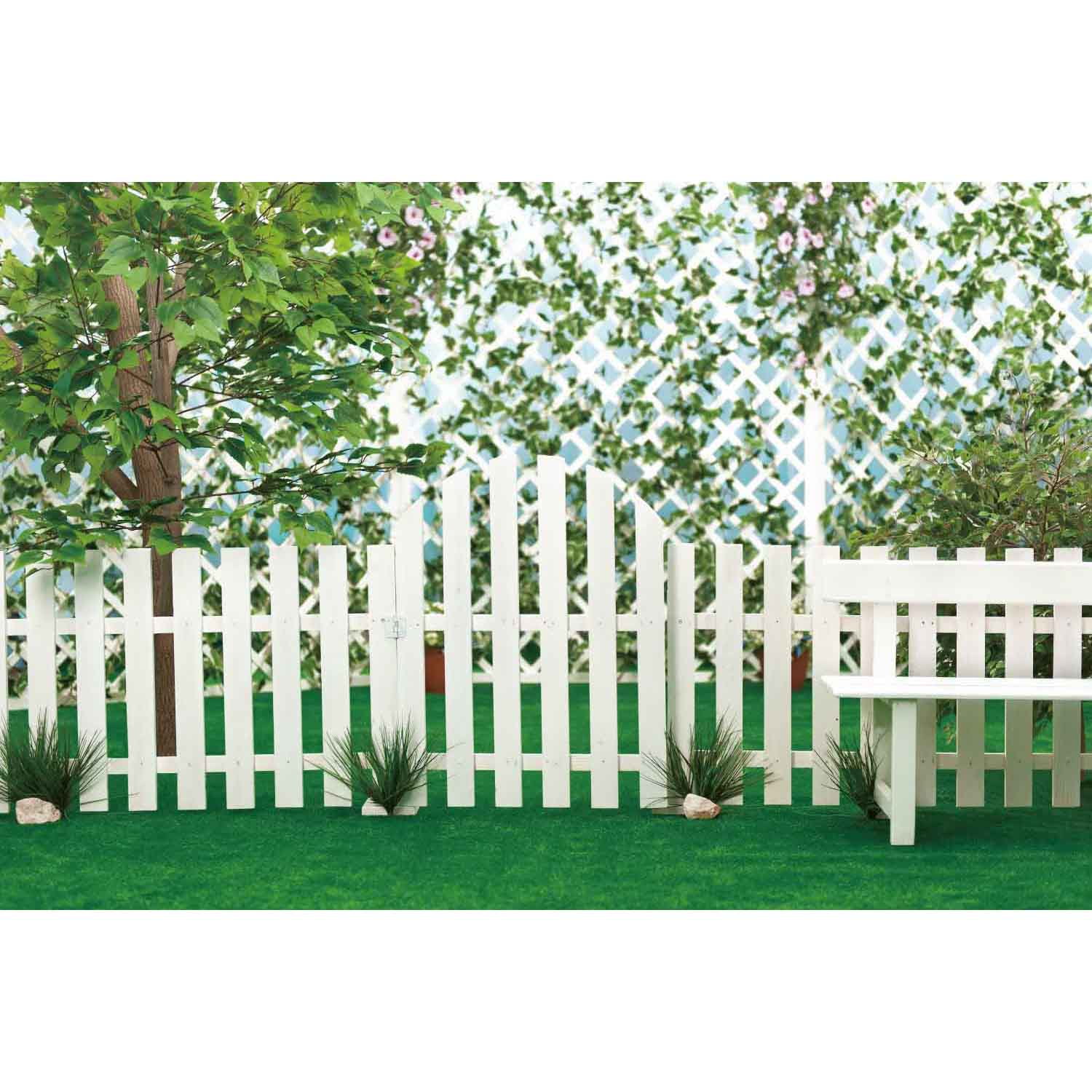 Spring Gre Grass Backdrop Photography Brick Wood Fce Arch Wall Gard ...