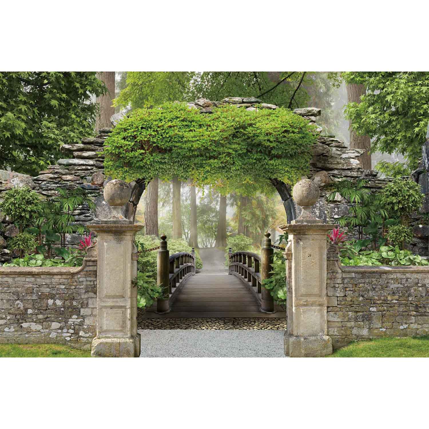 Spring Gre Grass Backdrop Photography Brick Wood Fce Arch Wall Gard ...