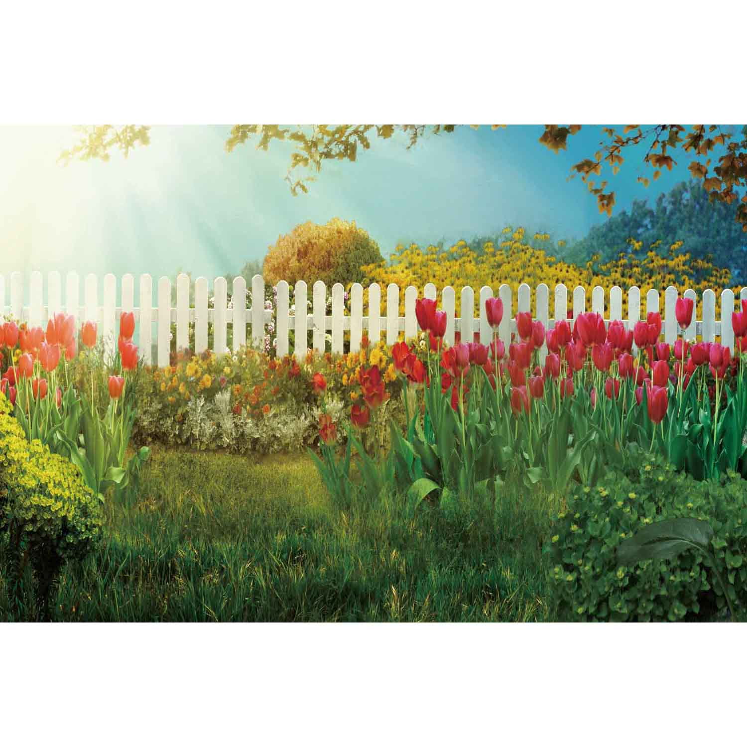 Spring Gre Grass Backdrop Photography Brick Wood Fce Arch Wall Gard ...