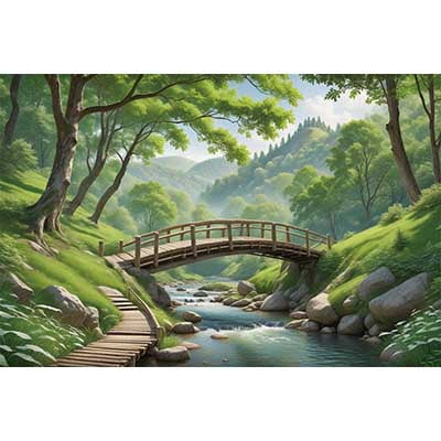 Spring Gre Nature Landscape Photography Backdrop Wild Bridge River ...
