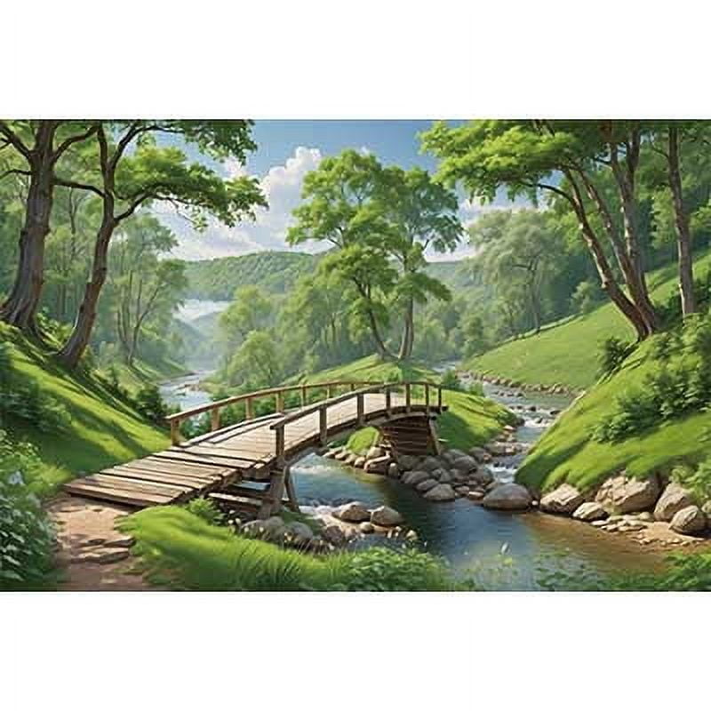 Spring Gre Nature Landscape Photography Backdrop Wild Bridge River ...