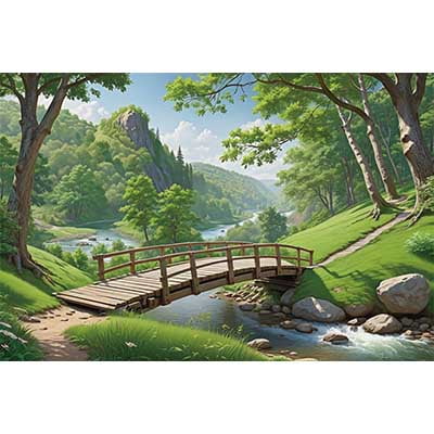 Spring Gre Nature Landscape Photography Backdrop Wild Bridge River ...