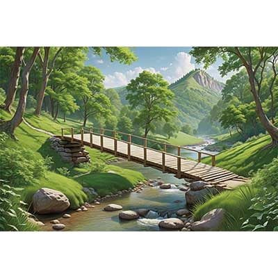 Spring Gre Nature Landscape Photography Backdrop Wild Bridge River ...