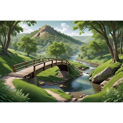 Spring Gre Nature Landscape Photography Backdrop Wild Bridge River ...