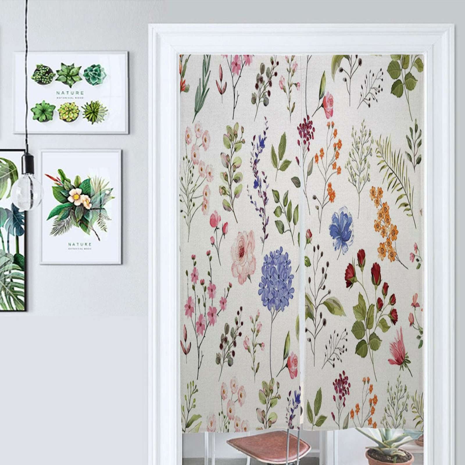 Spring Green Botanical Colorful Wildflower Door Curtain Nordic Living ...