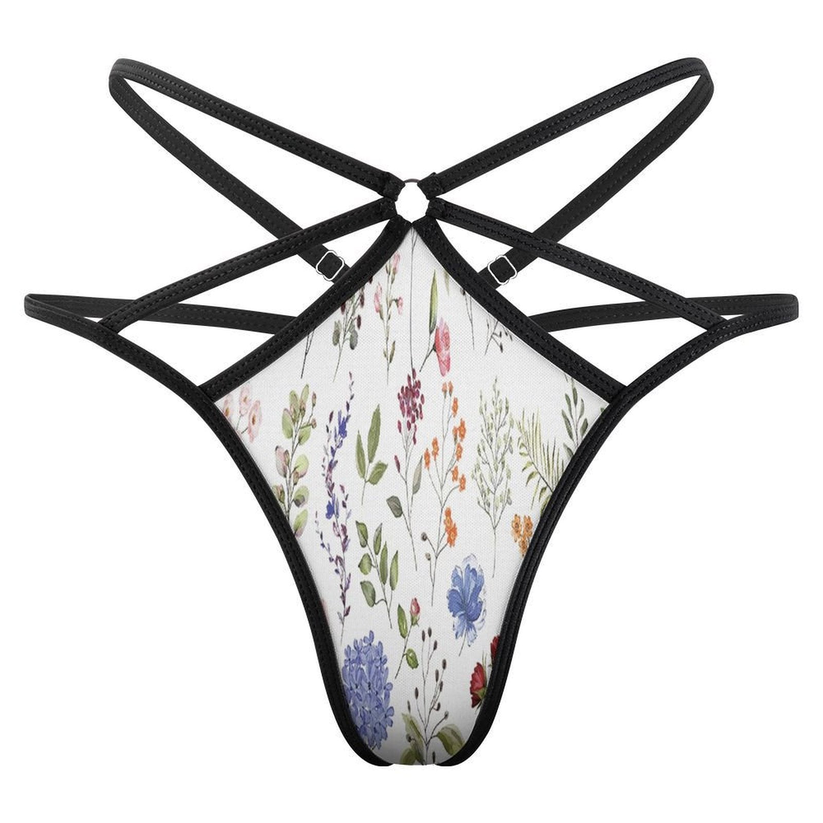 Spring Green Botanical Colorful Wildflower Open Type Women's Panties ...