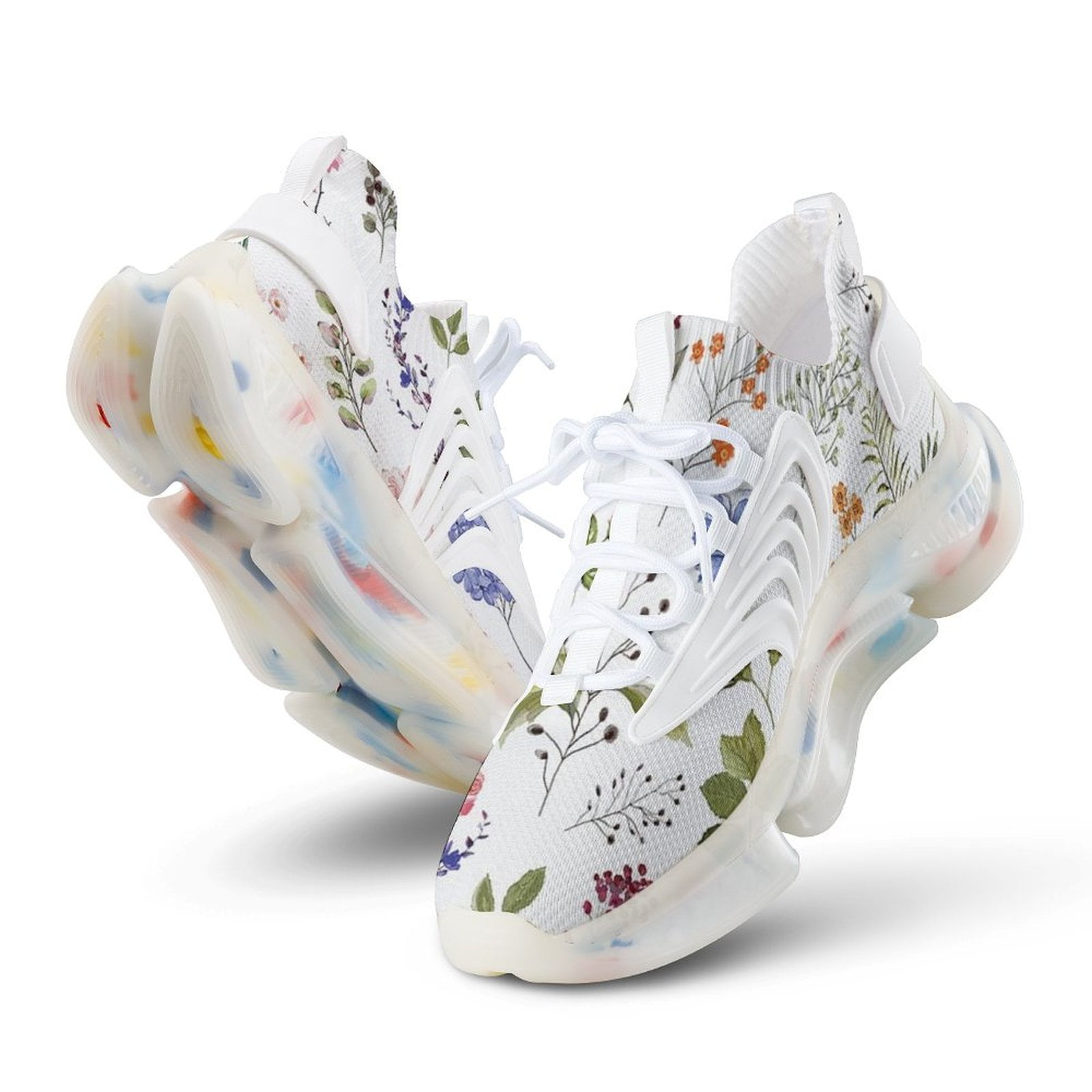 Spring Green Botanical Colorful Wildflower Walking Shoes for Men Woman ...