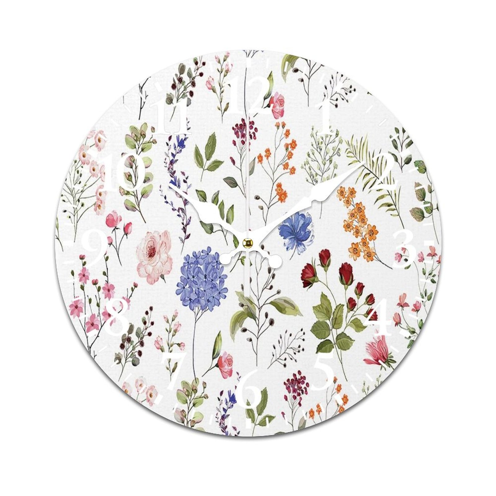 Spring Green Botanical Colorful Wildflower Wall Clock Modern Design ...