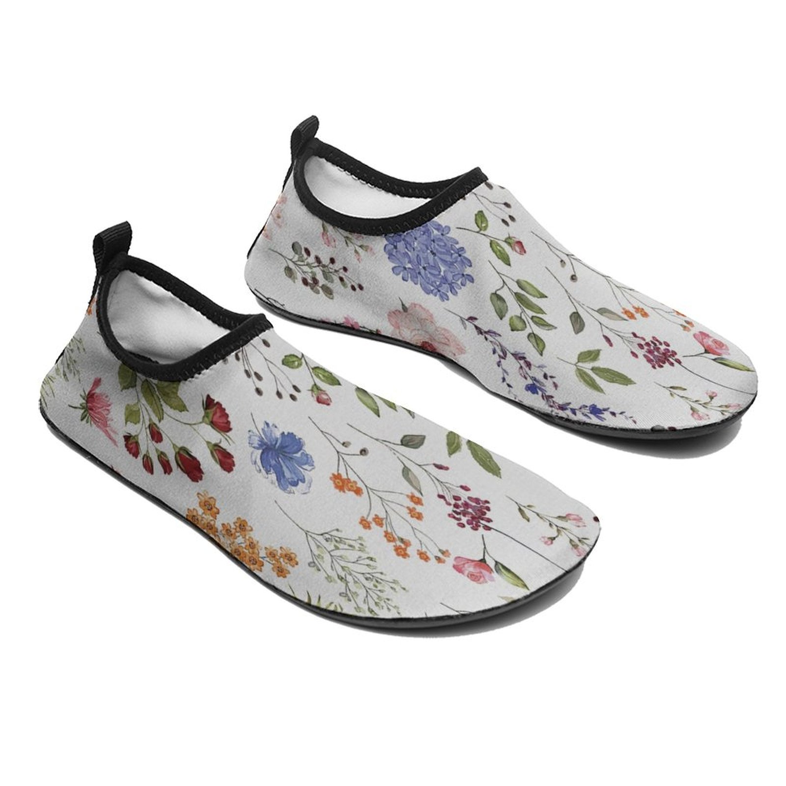 Spring Green Botanical Colorful Wildflower Water Shoes Beach Slip-on ...