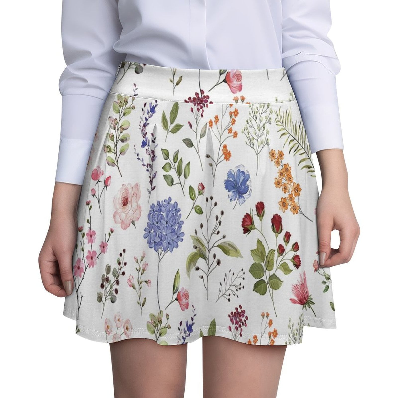 Spring Green Botanical Colorful Wildflower Women's Casual Mini Skirt ...