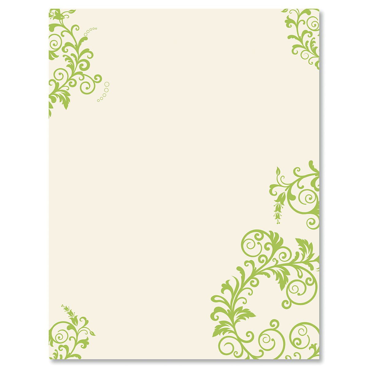 Spring Green Flourish Letter Papers - Set of 25 floral stationery ...