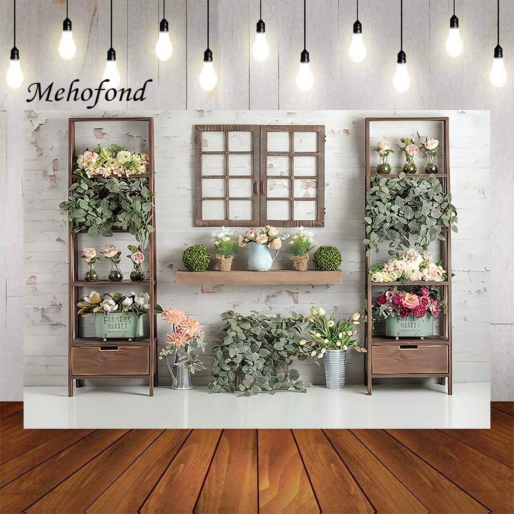 Spring Green Grass Floral Brick Wall Kids Birthday Party Portrait r ...